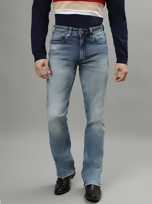 Iconic Blue Cotton Bootcut Jeans