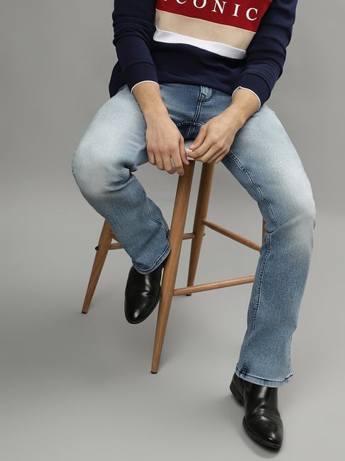 Iconic Blue Cotton Bootcut Jeans