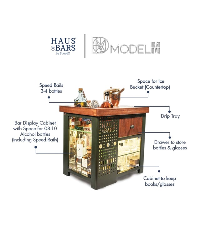 Buy HAUS OF BARS by SpeedX Royale Green Mini Bar With Display Cabinet ...