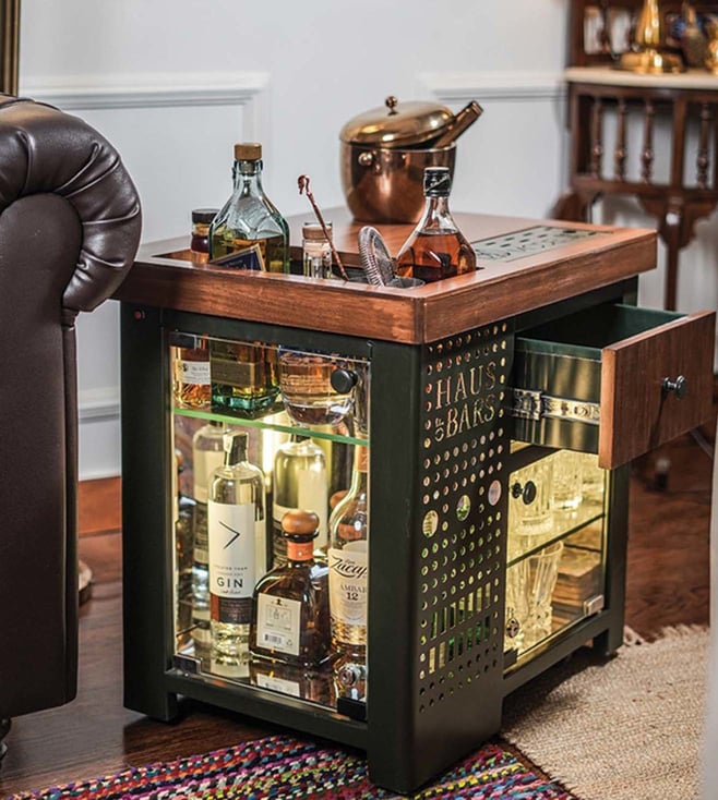 Buy HAUS OF BARS by SpeedX Royale Green Mini Bar With Display Cabinet Online @ Tata CLiQ Luxury