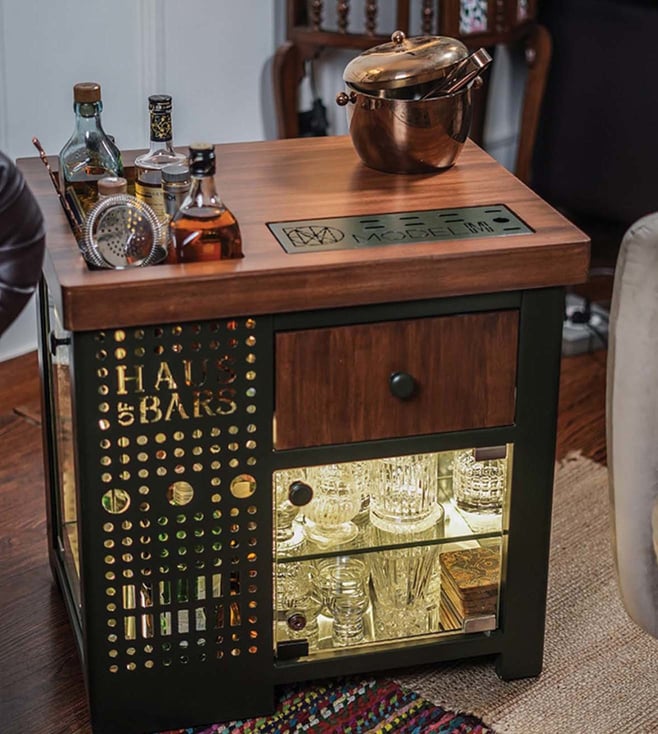 Buy HAUS OF BARS by SpeedX Royale Green Mini Bar With Display Cabinet Online @ Tata CLiQ Luxury
