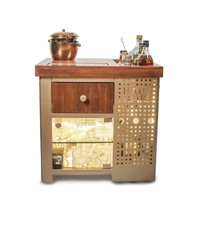 Buy HAUS OF BARS by SpeedX Matte Gold Mini Bar With Display Cabinet ...