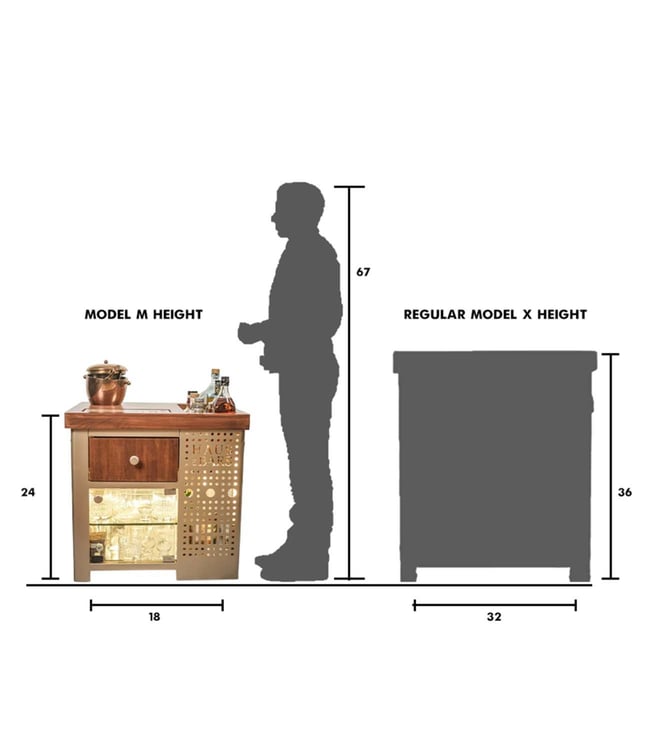 Buy HAUS OF BARS by SpeedX Matte Gold Mini Bar With Display Cabinet ...