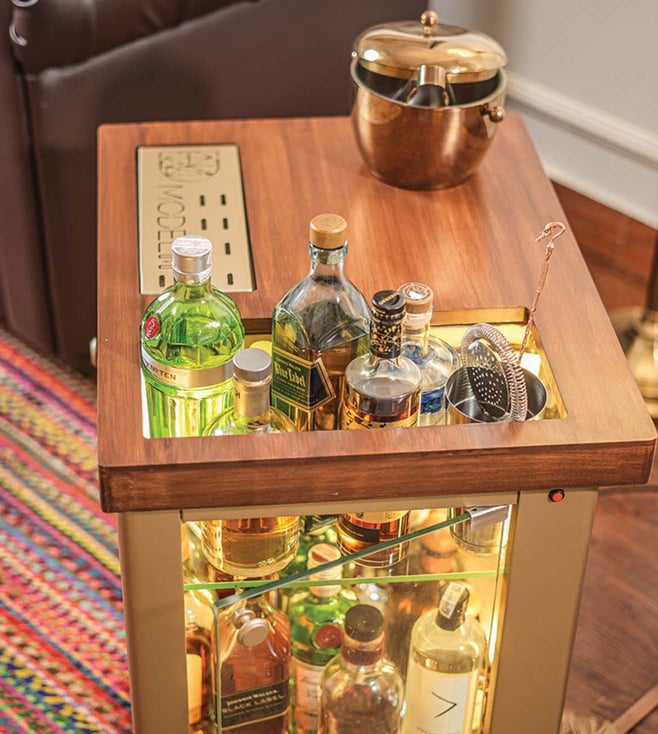 Buy HAUS OF BARS by SpeedX Matte Gold Mini Bar With Display Cabinet Online @ Tata CLiQ Luxury