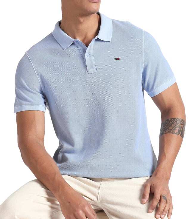 Buy Tommy Hilfiger Moderate Blue Slim Fit Polo T-Shirt Online @ Tata ...