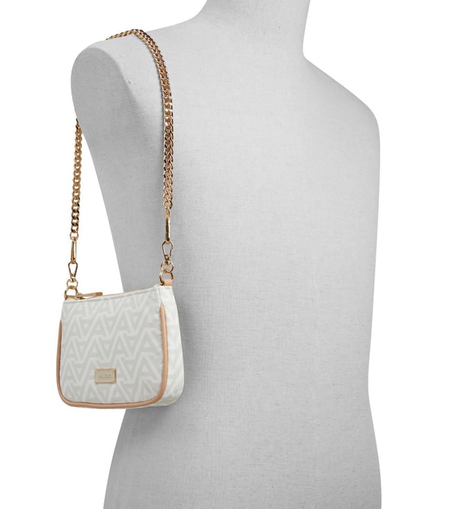 ALDO Beige Monogram Acerar Printed Small Cross Body Bag