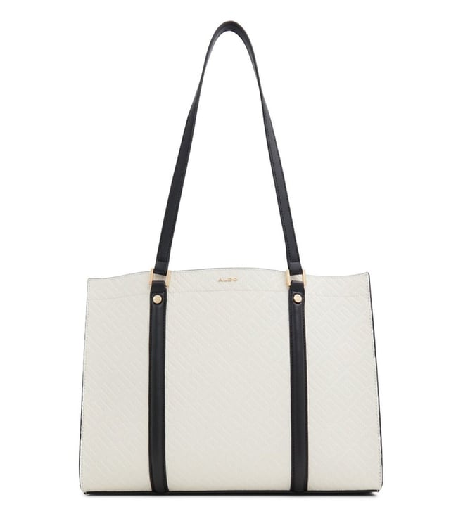 ALDO White Monogram Adalyn Textured Medium Tote