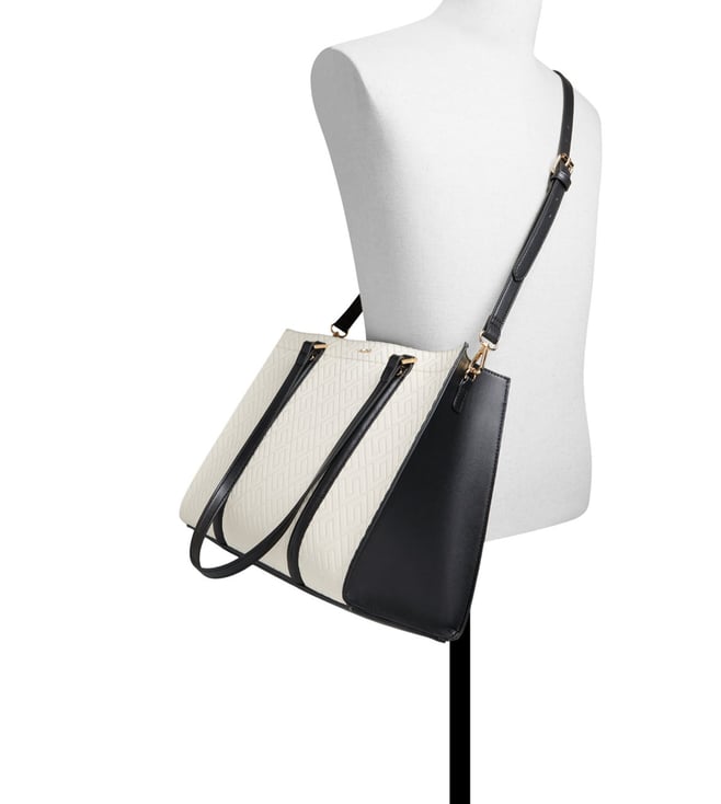 ALDO White Monogram Adalyn Textured Medium Tote