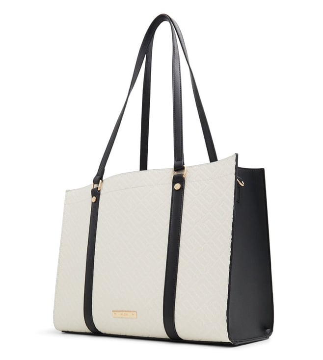 ALDO White Monogram Adalyn Textured Medium Tote