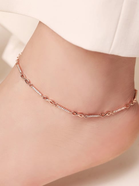 Buy Zavya Infinity Cubic Zirconia Rose Gold Plated Anklet Online At Best Price Tata CLiQ