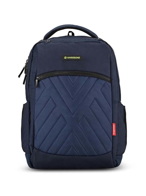 Harissons Nova Navy Blue Polyester Quilted Laptop Backpack - 26 Ltrs ...
