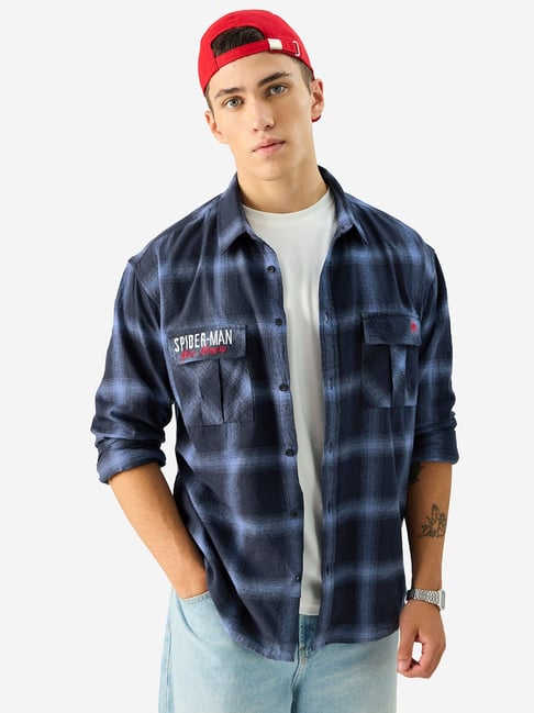 The Souled Store Spider-Man: Plaid Power Multicolor Regular Fit Check ...