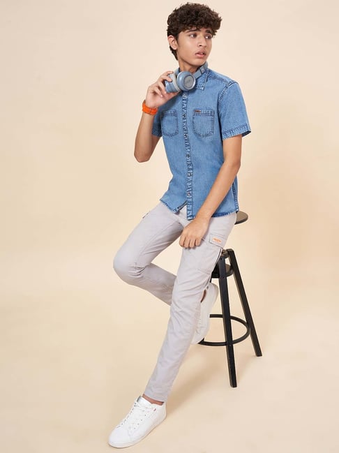 Stone Blue Shirts for Boys Clothing by Coolsters by Pantaloons for kids
