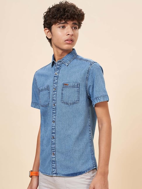 Coolsters by Pantaloons Boys Clothing Stone Blue Shirts for kids
