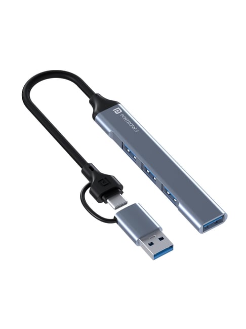 Portronics Mport 31 Pro USB 3.0 Hub 4-in-1 with Type-C & USB Dual Plugs ...