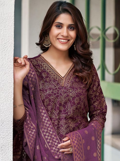 Women's Clothing Skylee Purple Ethnic Wear Suits