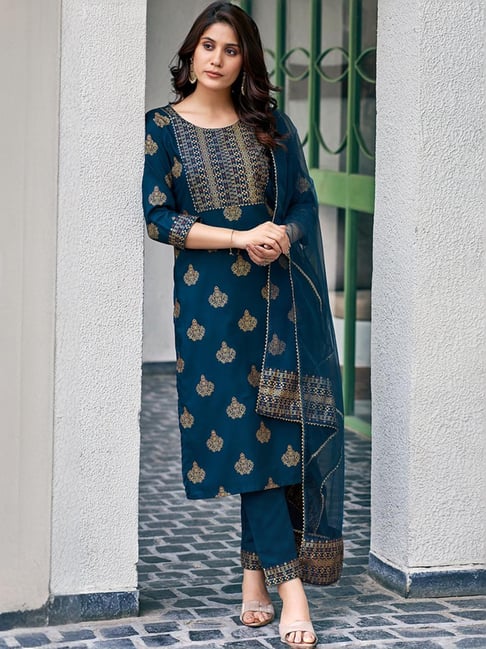 Women's Clothing Skylee Ethnic Wear Suits with Cotton Slub Fabric