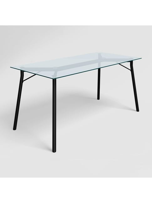 Buy Godrej Interio Silica Black Metal 6 Seater Rectangular Dining Table ...