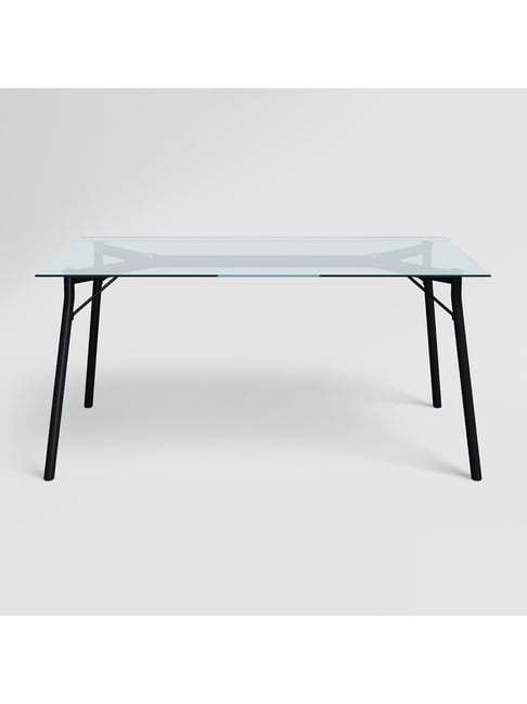 Buy Godrej Interio Silica Black Metal 6 Seater Rectangular Dining Table ...