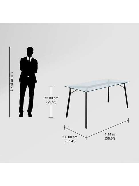 Buy Godrej Interio Silica Black Metal 6 Seater Rectangular Dining Table ...