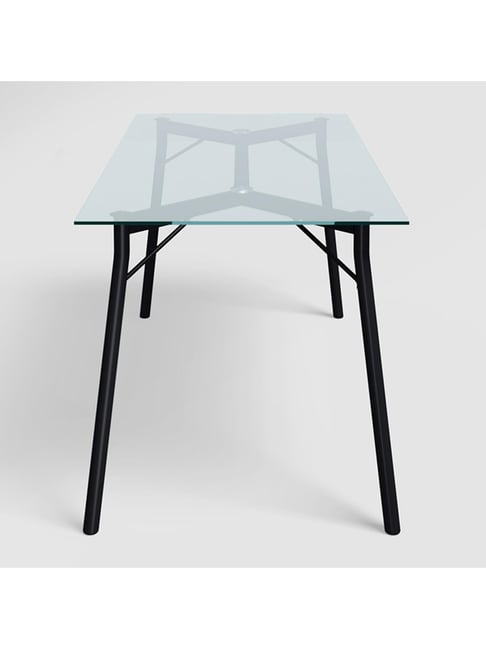Buy Godrej Interio Silica Black Metal 6 Seater Rectangular Dining Table ...