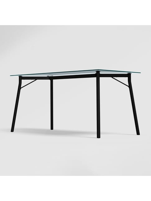 Buy Godrej Interio Silica Black Metal 6 Seater Rectangular Dining Table ...