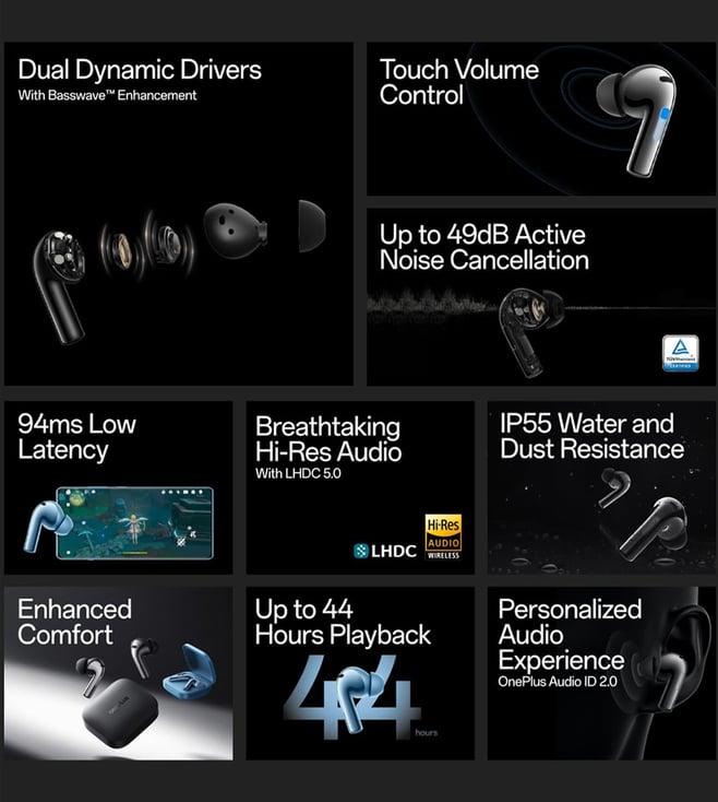 Buy OnePlus Buds 3 in Ear TWS BT Earbuds (Metallic Grey) Online At Best ...