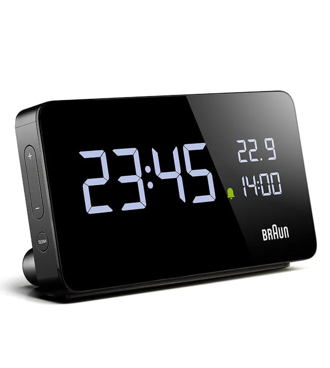 Braun Black Digital Large Rectangular Alarm Clock