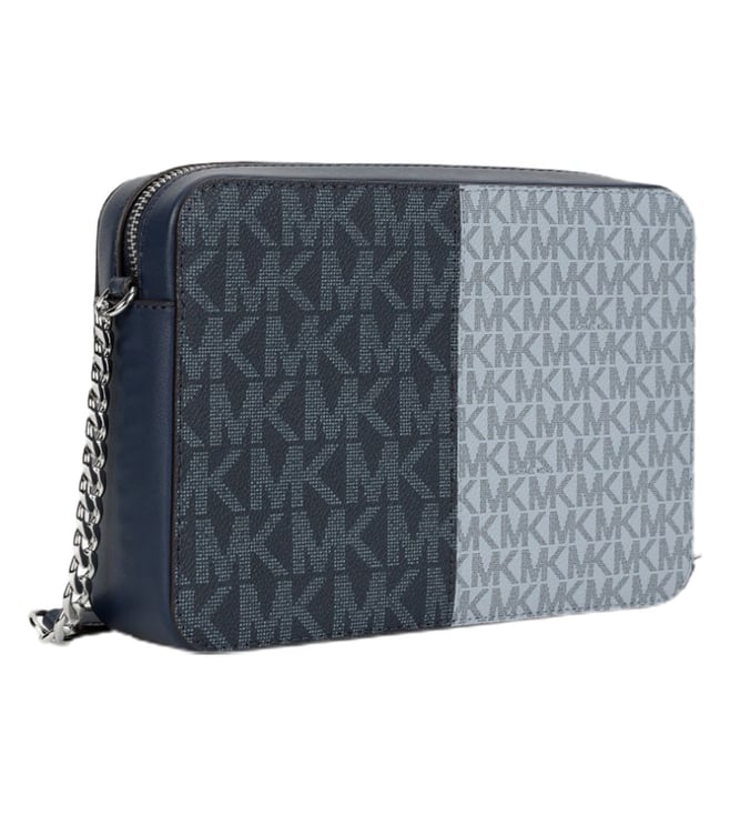 Michael Kors Pale Blue JET SET Monogram Medium Leather Cross Body Bag