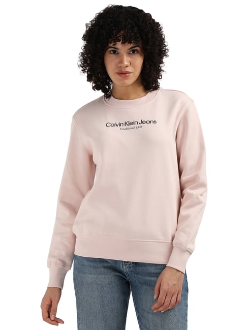 Calvin Klein Peach Whip Cotton Women s Regular Fit Sweatshirt