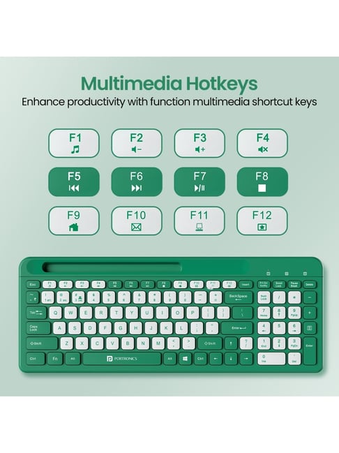 Portronics Bubble Square Wireless Keyboard (Green)