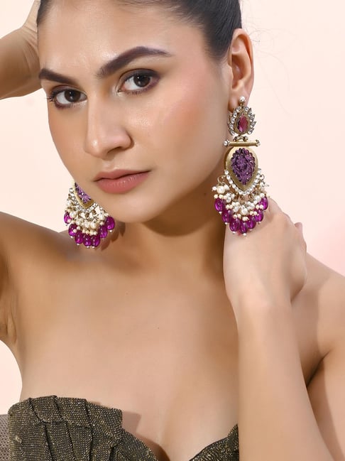 Buy VOJ Gold Plated Drop and Dangle Statement Earrings for Women Online At Best Price Tata CLiQ
