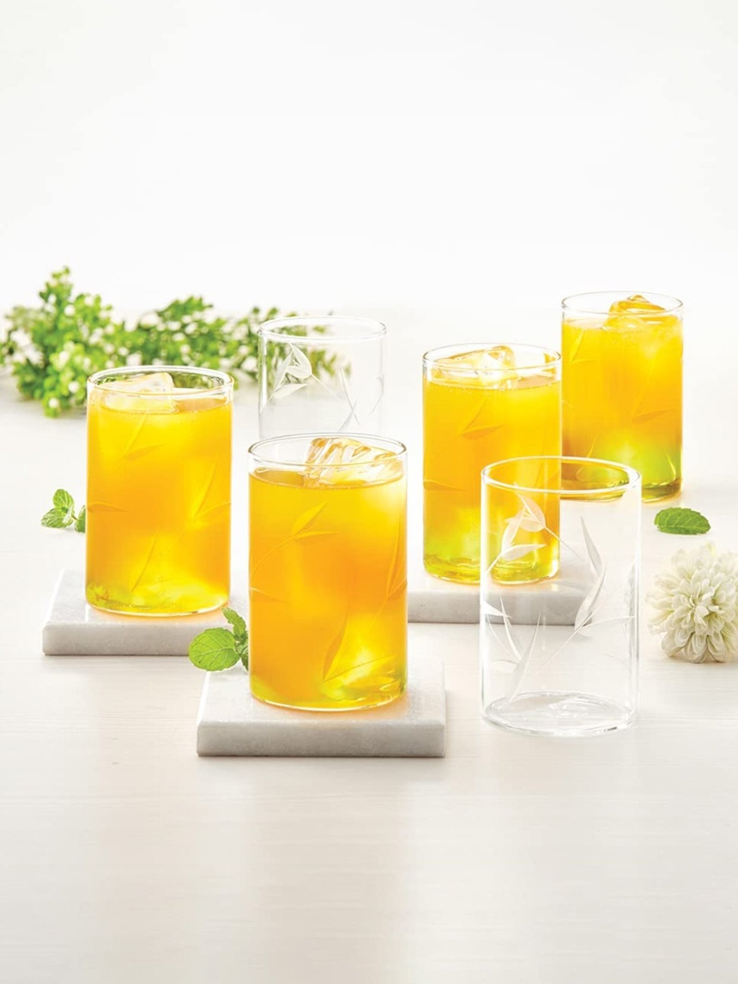 Borosil 6pc 350ml Vision Bouquet Cut Design Large Borosilicate Glass ...
