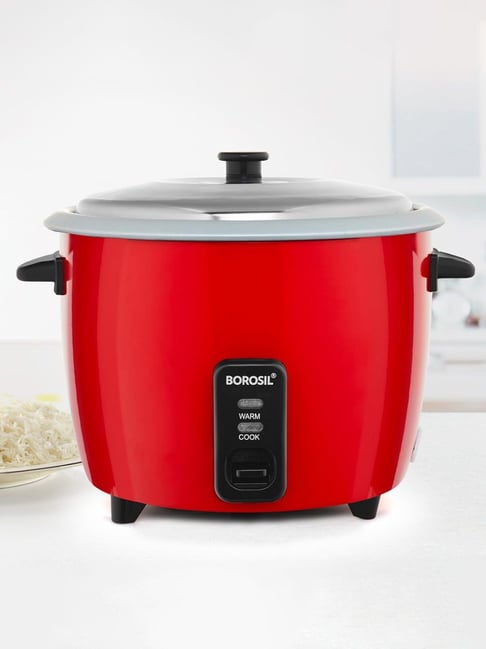 Borosil Pronto Electric Rice Cooker with Single Pot 1 L (Red)