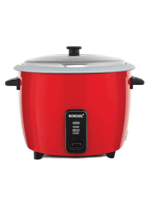 Borosil Pronto Electric Rice Cooker with Single Pot 1 L (Red)