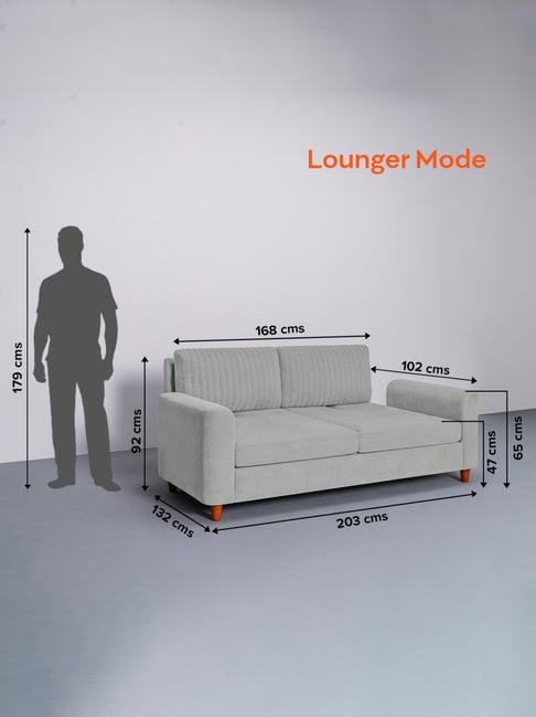 Sleepyhead Tilt Oyster Grey Solid wood Frame 3 Seater Lounger Sofa with ...