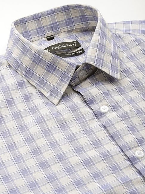 English Navy Men Shirts in Cotton & Polyester Blend
