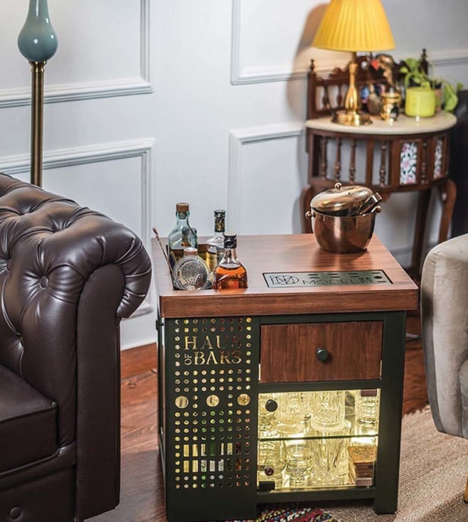 Buy HAUS OF BARS by SpeedX Royale Green Mini Bar With Display Cabinet Online @ Tata CLiQ Luxury