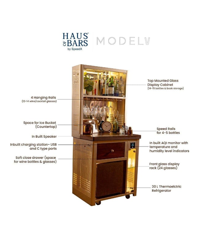 Buy HAUS OF BARS by SpeedX Model V Premium Smart Home Bar Cabinet Online @ Tata CLiQ Luxury