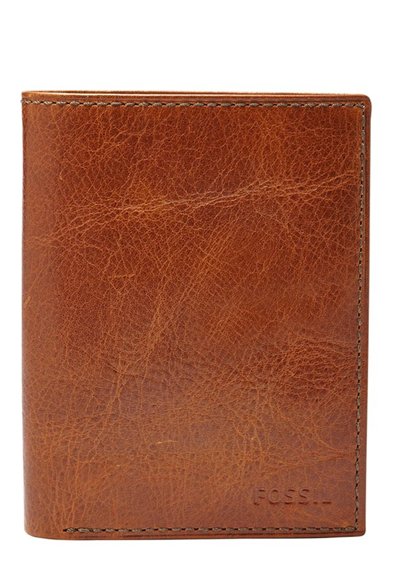 Fossil Cognac Distressed Leather Bi-Fold Wallet