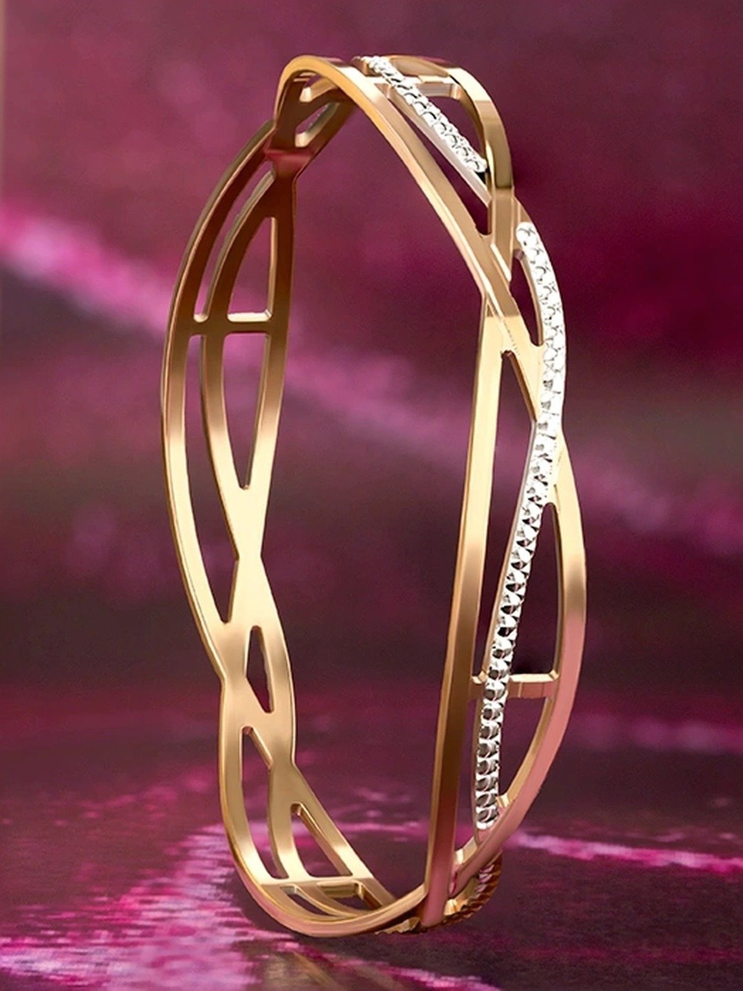 Buy Mia by Tanishq Retro Wave Gold Bangle Online At Best Price Tata CLiQ