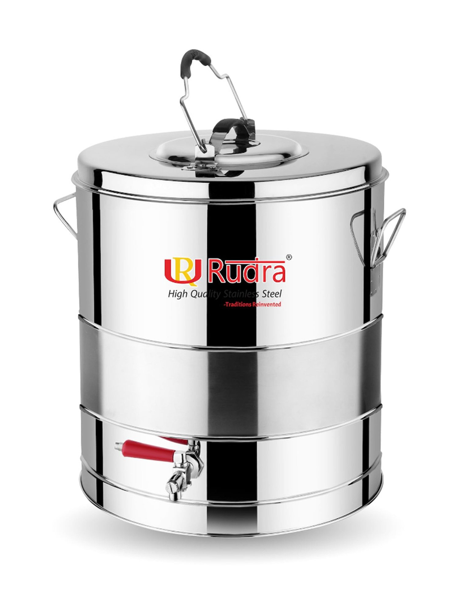 Rudra Silver Stainless Steel Tea Container Kettle with Tap