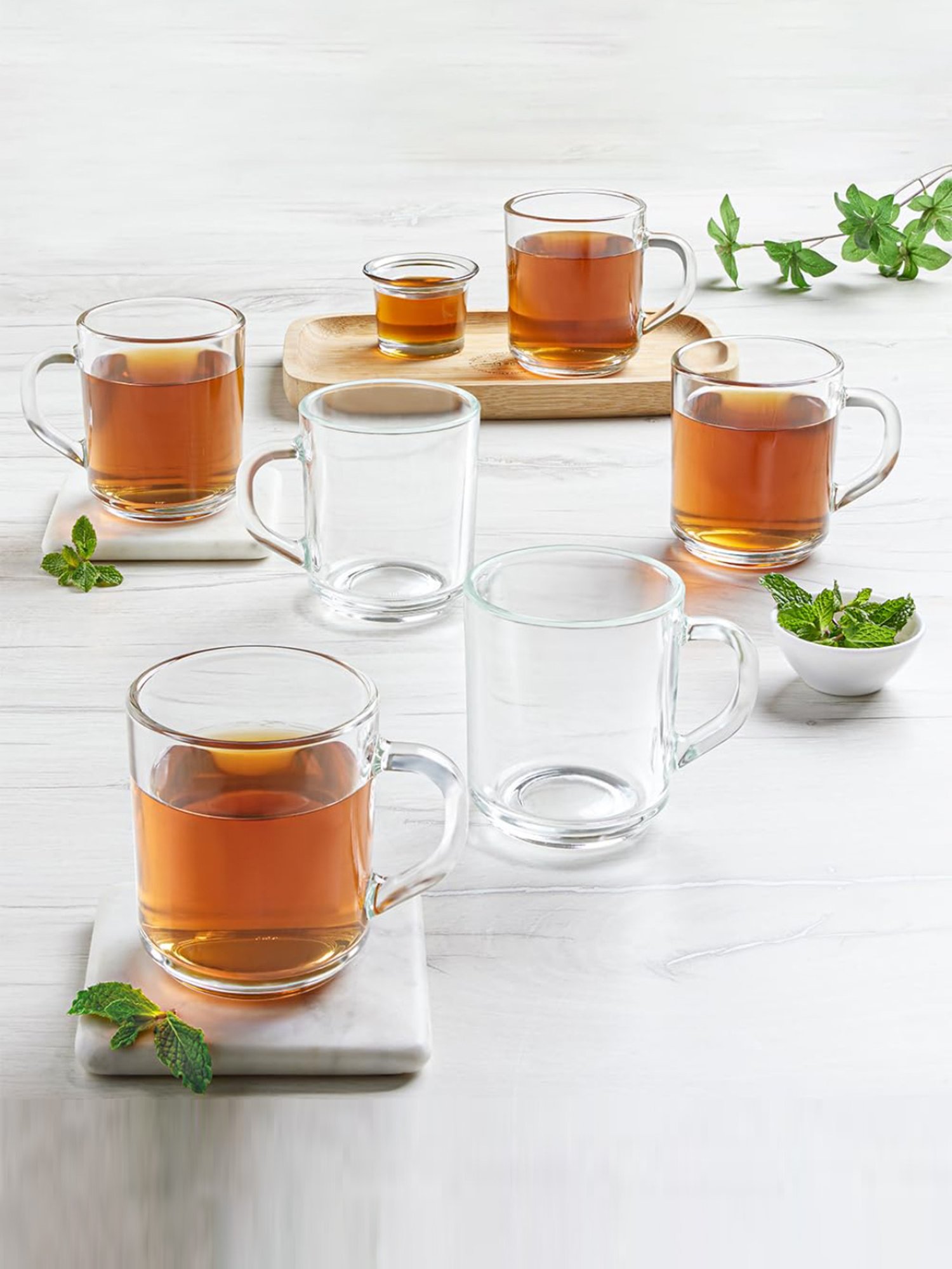 Borosil Latte Mug Set 240 ml with Borosilicate Tuff Glass (Transparent ...