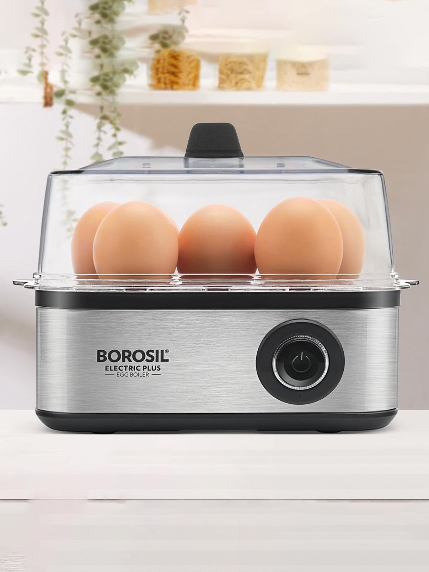 Borosil Electric Plus Egg Boiler with Stainless Steel Exterior (Silver)