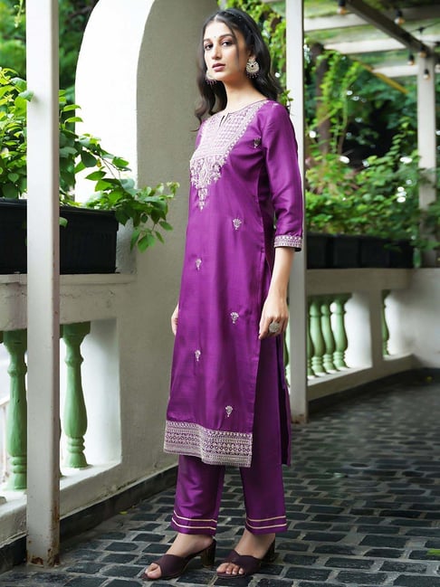Women's Clothing Skylee Ethnic Wear Purple Suits