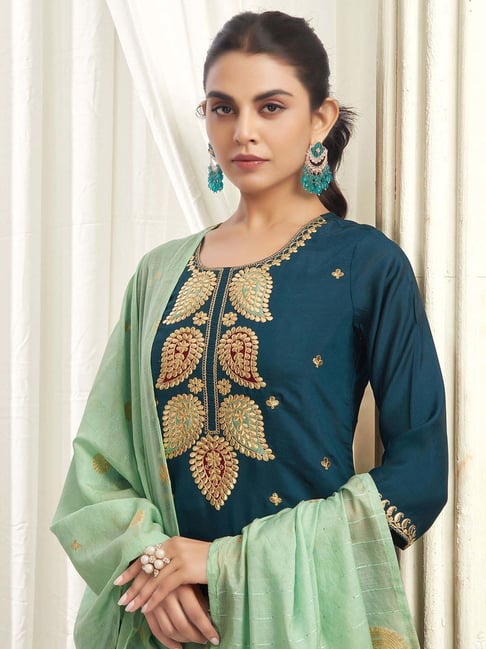 Women's Clothing Skylee Ethnic Wear Blue Suits with Regular Fit