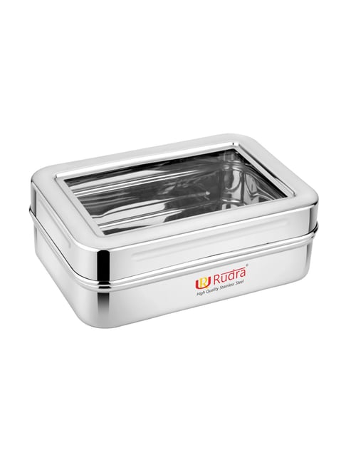 Rudra Silver Stainless Steel Container with See Through Lid