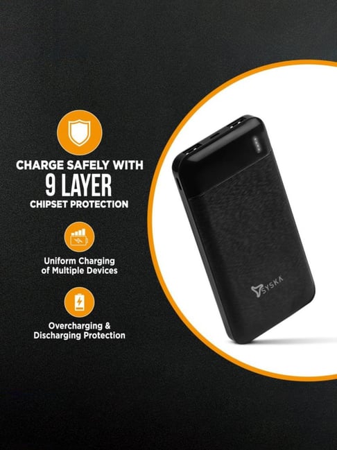 Syska 10000 mAh Fast Charging Power Bank with Lithium Polymer (Elegant ...