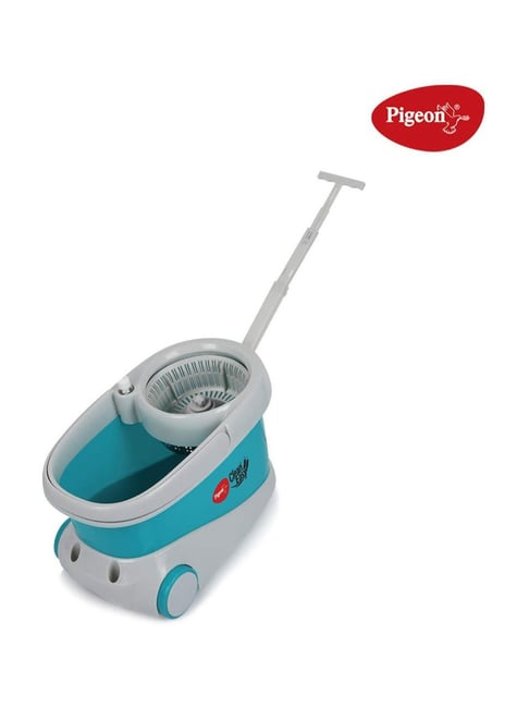 Pigeon Aqua Green Spin Mop-LX with Big Wheels PVC Wringer Mop Set for ...