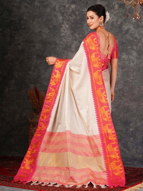 Women's Clothing Satrani Ethnic Wear Cream & Red Sarees and Lehenga Sets